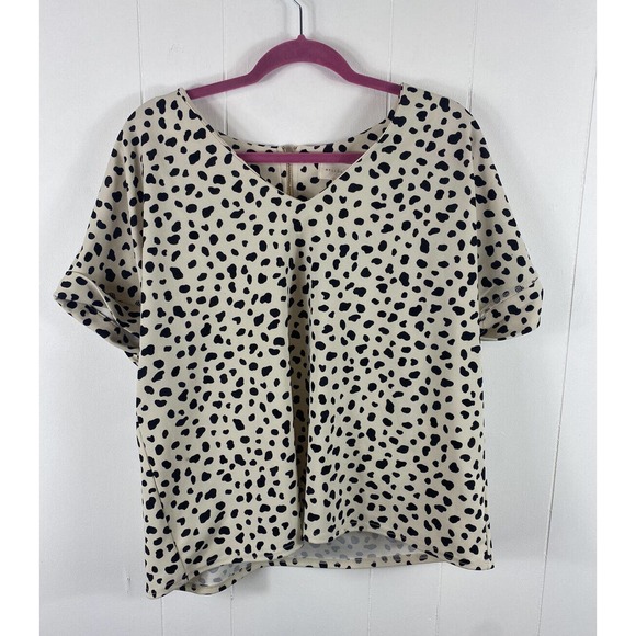 MELLODAY | Tops | Mellday Animal Print Blouse Xl Cow Print White Womans ...